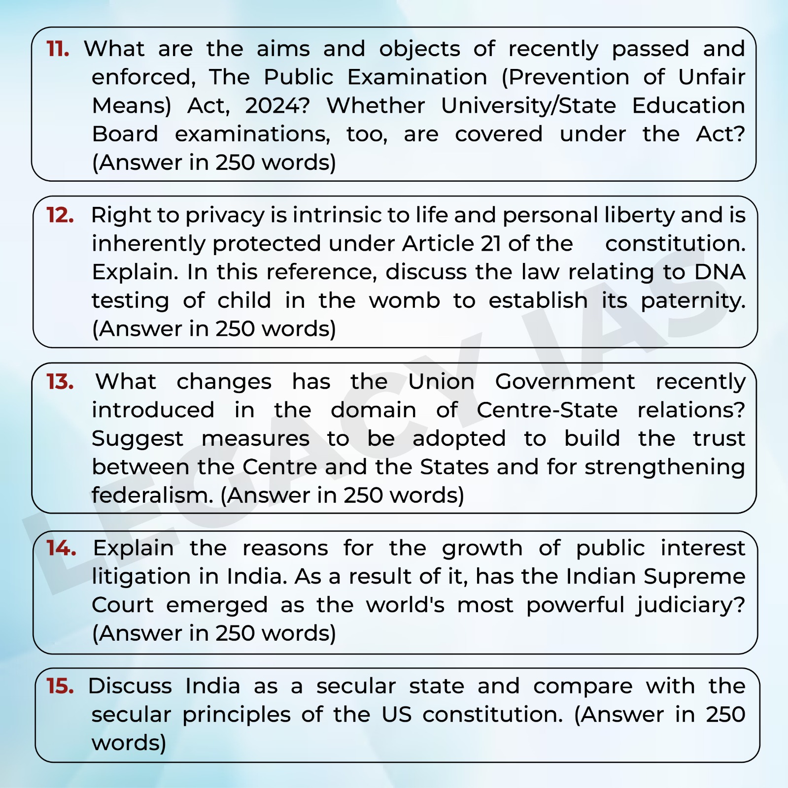 UPSC Mains 2024 General Studies Paper 2 | Legacy IAS
