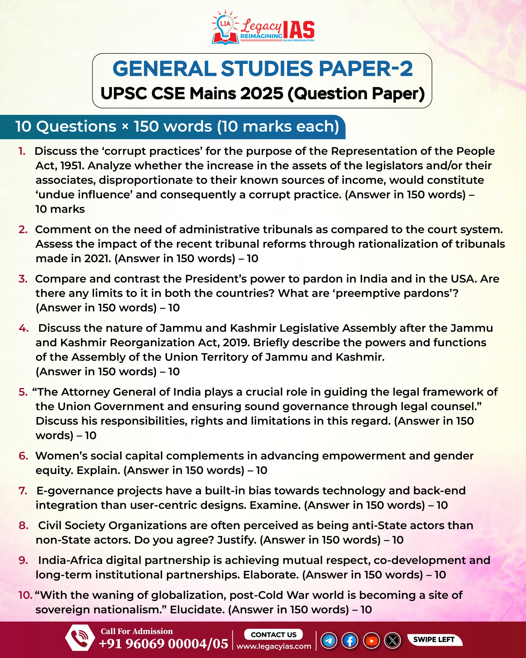 UPSC Mains 2025 General Studies GS Paper 2 | Legacy IAS